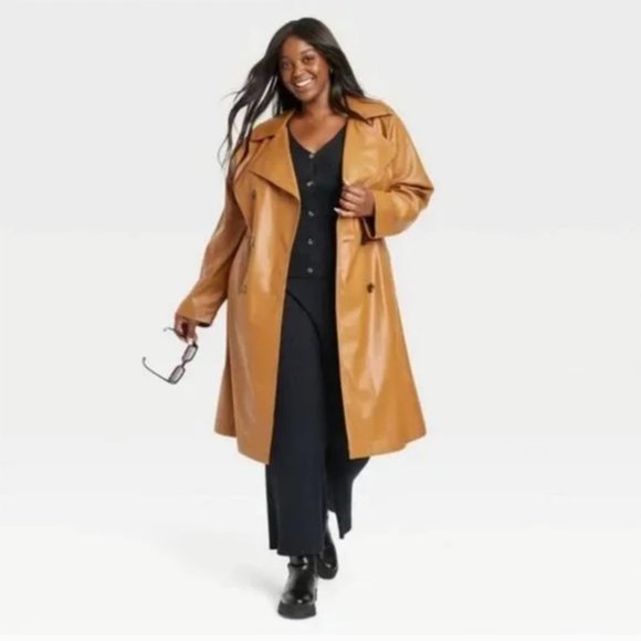 Ava & Viv | Jackets & Coats | Nwt Ava Viv Tan Faux Leather Belted ...